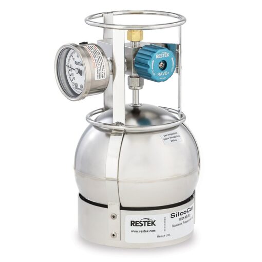 SilcoCan Air Sampling Canister, 1 L, with 3-Port RAVE+ Valve with Gauge ...