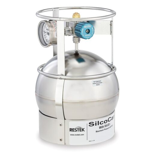 SilcoCan Air Sampling Canister, 3 L, with 3-Port RAVE+ Valve with Gauge ...