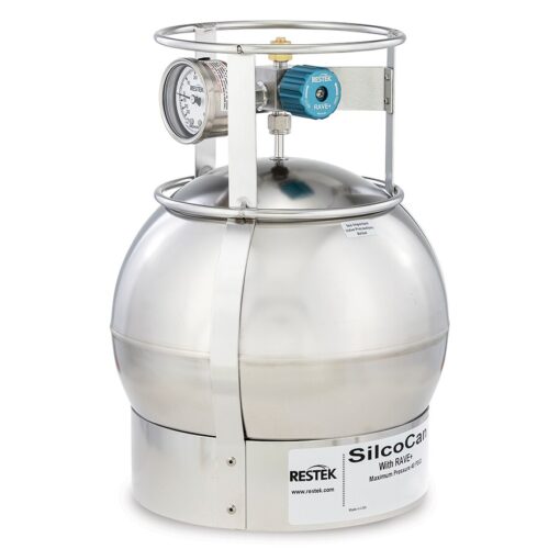 SilcoCan Air Sampling Canister, 6 L, with 3-Port RAVE+ Valve with Gauge ...