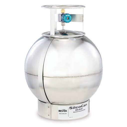 SilcoCan Air Sampling Canister, 15 L, with 2-Port Siltek-Treated RAVE+ ...