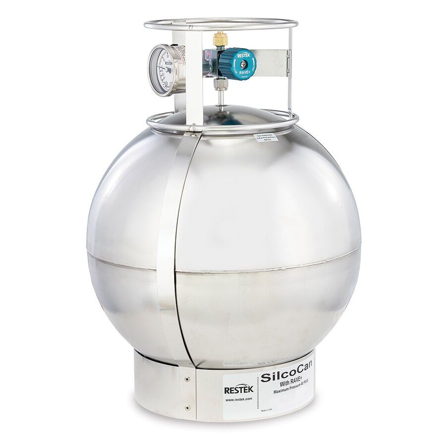 SilcoCan Air Sampling Canister, 15 L, with 3-Port Siltek-Treated RAVE+ ...